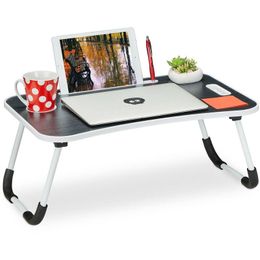 Relaxdays - Laptoptisch für Bett & Couch, h x b x t: 26 x 63 x 40 cm, klappbarer Betttisch, Notebooktisch, schwarz/weiß