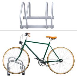 VINGO - Fahrradstaender Boden und Wandmontage, Mehrfachstaender Fahrradparker, Aufstellstaender, Silber (für 2 Fahrraeder)