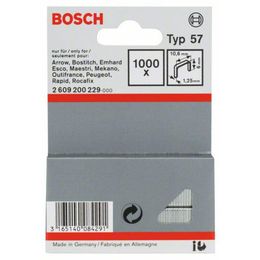 Flachdrahtklammer Typ 57, 10,6 x 1,25 x 6 mm 1000 St. Bosch Accessories 2609200229