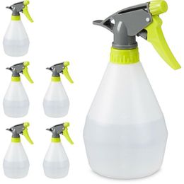 Relaxdays 6 x Sprühflasche, 500 ml, Düse mit Nebel und Strahl, mit Skala, nachfüllbar, Kunststoff, Zerstäuber, Wassersprüher, weiß