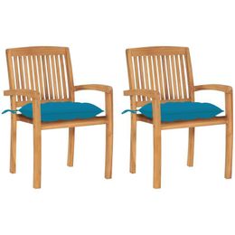 Gartenstühle 2 Stk. mit Hellblauen Kissen - Blau - Prolenta Premium