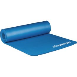 Yogamatte, 1 cm dick, für Pilates, Fitness, gelenkschonend, mit Tragegurt, Gymnastikmatte 60 x 180 cm, blau - Relaxdays