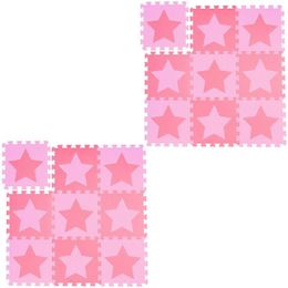 Relaxdays 18 tlg. Puzzlematte Sterne, 36 Puzzleteile, eva Schaumstoff, schadstofffrei, Spielunterlage 1,6 m², rosa-pink