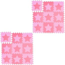 Relaxdays - 18 tlg. Puzzlematte Sterne, 36 Puzzleteile, eva Schaumstoff, schadstofffrei, Spielunterlage 1,6 m², rosa-pink