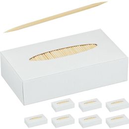 Zahnstocher 8000er Set, Holz, 6,5 cm, Holzspieße für Zahnhygiene, Fingerfood & Basteln, Zahnhölzer, natur - Relaxdays