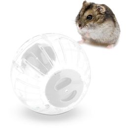 Hamsterball, ø 18,5 cm, Laufkugel für Hamster & Mäuse, Kunststoff, Nagerspielzeug zum Laufen, transparent/weiß - Relaxdays