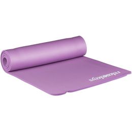 Relaxdays 1 x Yogamatte, 1 cm dick, für Pilates, Fitness, gelenkschonend, mit Tragegurt, Gymnastikmatte 60 x 180 cm, lila