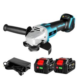 Akku-Winkelschleifer Bürstenloser 800W Ø125mm Onevan Kabelloses bürstenloses Elektrowerkzeug Blau Für Makita 18V Akku - mit Ladegerät und 2 Batterien