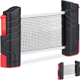 Relaxdays 2 x ausziehbares Tischtennisnetz, bis 176 cm Netzbreite, mit Klemmhalterung, für Tische bis 5cm Dicke, schwarz/rot