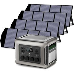 Tragbarer Kraftwerk Solargenerator 2016 Wh LiFePO4 mit 4 Stück 140W Solarpanel für Wohnmobil, Heim Backup, Notfall,Outdoor Camping Allpowers R2500