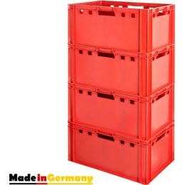 Kingpower - 4 Stück E3 Fleischkisten Rot Kisten Eurobox Lebensmittelecht Metzgerkiste Box Aufbewahrungsbox Kunststoff Wanne Plastik Stapelbar