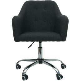 Bürostuhl HHG 123, Drehstuhl Schreibtischstuhl Computerstuhl Bürosessel Stuhl, mit Armlehne Stoff/Textil dunkelgrau - grey