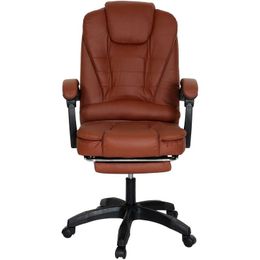 HHG - Bürostuhl 289, Schreibtischstuhl Drehstuhl Chefsessel, ausziehbare Fußstütze Kunstleder schwarzes Fußkreuz coffee - red