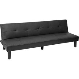 3er-Sofa HHG 761, Couch Schlafsofa Gästebett Bettsofa Klappsofa, Schlaffunktion 195cm Kunstleder, schwarz - black