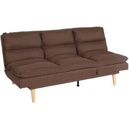 Schlafsofa HHG 368, Gästebett Schlafcouch Couch Sofa, Schlaffunktion Liegefläche 180x110cm Stoff/Textil braun - brown