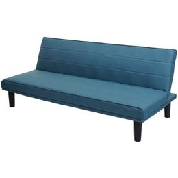 Schlafsofa HHG 463, Couch Klappsofa Gästebett Bettsofa, Schlaffunktion Stoff/Textil 165cm türkis-blau - turquoise