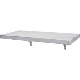 HHG - Wandtisch 418, Wandklapptisch Wandregal Tisch, klappbar Massiv-Holz 100x50cm shabby weiß - white