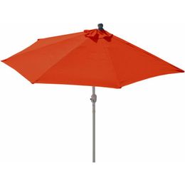 HHG - neuwertig] Sonnenschirm halbrund Lorca, Halbschirm Balkonschirm, uv 50+ Polyester/Alu 3kg 270cm terracotta ohne Ständer - orange