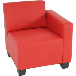 HHG Neuwertig] Modular Seitenteil rechts, Sessel mit Armlehne Moncalieri, Kunstleder rot - red