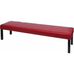 HHG [NEUWERTIG] Sitzbank Polsterbank Bank M37 Kunstleder 180x43x49 cm rot glänzend, dunkle Beine - red