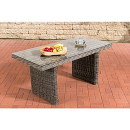 CLP Polyrattan Esstisch La Gomera Klarglas 120/140/160 cm grau-meliert 160 cm