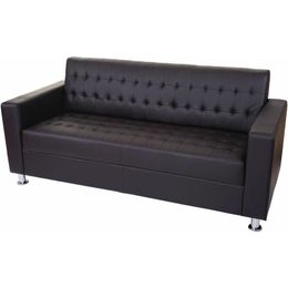 HHG Neuwertig] 3er Sofa Pori, Couch Loungesofa, Kunstleder, Metall-Füße 180cm coffee - brown