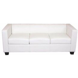 HHG 3er Sofa Lille, Kunstleder weiß - white