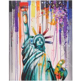 HHG Wandbild Freiheitsstatue, 100% handgemaltes Ölgemälde 3D-Bild Gemälde xl, 100x80cm - multicolour