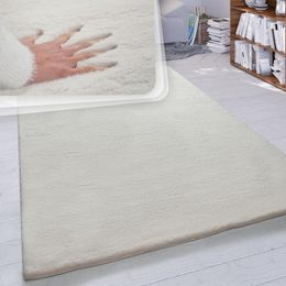 Hochflor Teppich Wohnzimmer Kunstfell Super Soft Einfarbig in Versch. Größen und Farben 120x160 cm, Creme - Paco Home