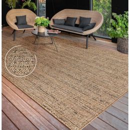 Paco Home Outdoor Teppich Wetterfest Balkon Küche Wohnzimmer Einfarbig Abstrakt 80x150 cm, Beige