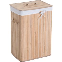 Wäschekorb, Wäschebox, Wäschesammler mit Deckel, Segeltuchsack, Bambus , faltbar, 72L, Natur, 40 x 30 x 60 cm - Natur - HOMCOM