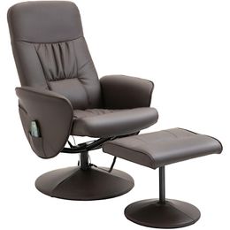 HOMCOM Relaxsessel mit Fußhocker Stauraum Liegefunktion Massagesessel TV-Sessel mit Massagefunktion Liegesessel Ergonomischer Stuhl mit 10 Vibrationpunkte