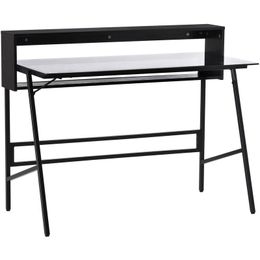 HOMCOM - Computertisch mit Ablagen Schwarz 115 cm x 55 cm x 90 cm - Schwarz+Grau