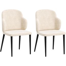 HOMCOM - 2er-Set Stühle Akzentstühle, Skandi Design, Samtoptik, 54 cm x 56 cm x 86 cm, Beige + Schwarz - Beige