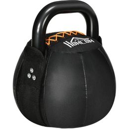 Kugelhantel, Kettlebell, 8 kg, flache Unterseite, Stahlgriff, Kunststoffkörper, schwarz, 20 x 20 x 24 cm - Schwarz - HOMCOM