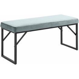 HOMCOM - Sitzbank, Polsterbank, Bettbank in Samtoptik, Schminkbank Flurbank für Wohnzimmer, Schlafzimmer, bis 200 kg Belastbar, Stahl, Blau, 100 x 35