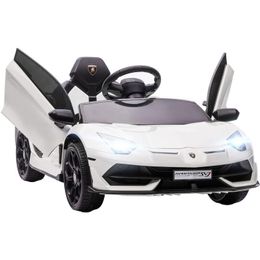 HOMCOM Elektro-Kinderauto, lizenzierter Lamborghini Aventador, Flügeltüren, Musik, Hupe, für 3-5 Jahre, Weiß - Weiß