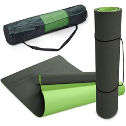 Paco Home - Yogamatte Fitnessmatte Rutschfest Ab8mm Dicke Zweifarbig Motivationsspruch Tasche & Tragegurt Grün Schwarz 61x183 cm