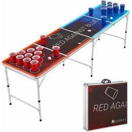 Beer Pong Tisch Red vs. Blue mit Beleuchtung - Bier Trinkspiel Set Becher Bälle - klappbar Bierpongtisch Beerpong Bierpong Spiel - Rot, Blau - Juskys