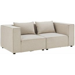 Modulares Sofa Domas s - Couch für Wohnzimmer - 2 Sitzer mit Armlehnen & Kissen - 130 kg belastbar pro Sitz - Möbel Garnitur Stoff Beige - Juskys