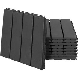 Set aus 9 Bodenfliesen, Klickmechanismus, Holzmaserung, Schwarz, 30 x 30 x 2 cm (Maße je Fliese) - Schwarz - Outsunny