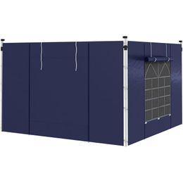 Outsunny Pavillon-Vorhänge, 2er-Set, für 3x6m oder 3x3m Gartenpavillons, mit Fenstern und Türen, Blau - Blau