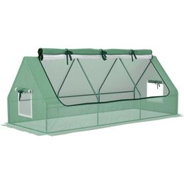 Mini-Gewächshaus, wetterbeständig, aufrollbares Fenster, 240 cm x 90 cm x 90 cm, Grün - Grün - Outsunny