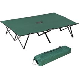 Outsunny Campingbett Klappbar für 2 Personen Feldbett mit Tragetasche bis 136 kg belastbar Stahl Oxford Grün 193 x 125 x 40 cm - schwarz+grün