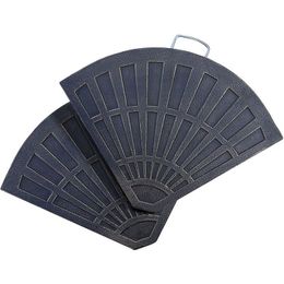 Outsunny 2-tlg. Set Gewichte für Sonnenschirmständer Platten-Schirmständer Sonnenschirmbasis halbrund mit Handgriff Kunstharz + Metall Bronze 66 x 47