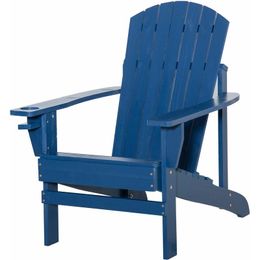 Adirondack-Gartenstuhl mit Becherhalter Gartenliege Balkonstuhl Massivholz Blau 97 x 72,5 x 93 cm - Blau - Outsunny