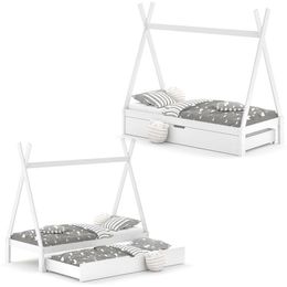 Kinderbett Tipi“ 200x90 cm Weiß mit Gästebett Vitalispa