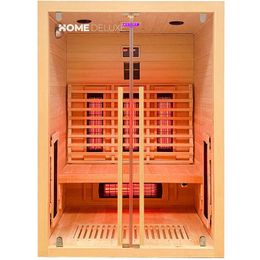 Home Deluxe - Infrarotkabine sonora m – 135 x 105 x 190 cm - für 2 Personen, 4 Vollspektrumstrahler, Holz: Hemlocktanne i Infrarotsauna, Sauna,