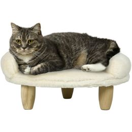 PawHut - Haustierbett für Katzen und Hunde bis 5kg/30cm, waschbarer Plüschbezug, Cremeweiß, 47 x 40 x 20 cm - Cremeweiß