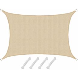 AMANKA - uv Sonnensegel 3x4 hdpe Rechteckig Sonnenschutz Überdachung Garten Balkon Beige - beige